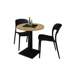 58 aufm Kessel BARTISCH rund Elanur 70 cm schwarz matt/asteiche | Gr.: onesize