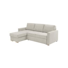 58 aufm Kessel ECKSOFA mit Auszugsbett Kaysa Flachgewebe silber | Gr.: onesize