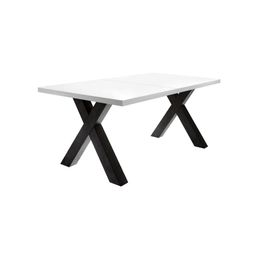 58 aufm Kessel ESSTISCH ausziehbar Eike 7 140x90x75 Esszimmertisch Schwarzstahl/Wei&szlig; | Gr.: onesize