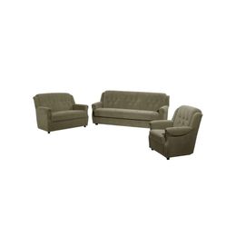 58 aufm Kessel SOFAGARNITUR 3-2-2 Kaylyn Flockstoff gr&uuml;n | Gr.: onesize