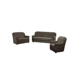 58 aufm Kessel SOFAGARNITUR 3-2-1 Kaylyn Flockstoff braun | Gr.: onesize