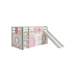 58 aufm Kessel KINDERBETT mit Rutsche Karolina Massivholz Wei&szlig; Textilset Burg 3 | Gr.: onesize