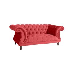 58 aufm Kessel CHESTERFIELD Sofa 2-Sitzer Kaylin Samtvelours rot | Gr.: onesize