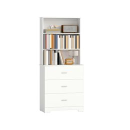 HOMCOM B&uuml;cherschrank in Wei&szlig; 79L x 39,5B x 180H cm | Gr.: onesize