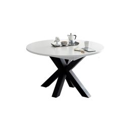 58 aufm Kessel ESSTISCH Rund ausziehbar Edda 9 130x130x78 K&uuml;chentisch Schwarz/Wei&szlig; | Gr.: onesize