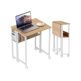 HOMCOM klappbarer Schreibtisch in Naturholz 63L x 50B x 75H cm | Gr.: onesize