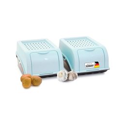 Novaliv Kartoffel Aufbewahrungsbox | 2X klein 3,5L | T&Uuml;RKIS | Zwiebelbox | Gem in blau | Gr.: onesize