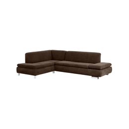 58 aufm Kessel ECKSOFA mit Ottomane links Kaye Bezug Veloursstoff Metallfu&szlig; verchromt / braun | Gr.: onesize