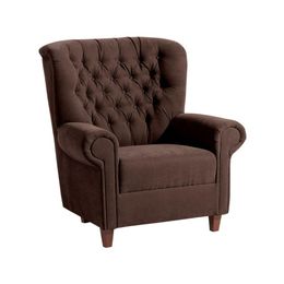 58 aufm Kessel HOCHLEHNSESSEL Katrin Bezug Veloursstoff Buche nussbaum dunkel / braun | Gr.: onesize