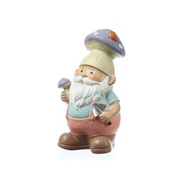 MARELIDA Gartenzwerg mit Fliegenpilz-M&uuml;tze Gartenfigur Gartenwichtel Gnom H: 24,5cm | Gr.: onesize
