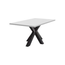 58 aufm Kessel ESSZIMMERTISCH Elda 2 180 x 90 x 75 Esstisch Schwarzstahl/Wei&szlig; Matt Lack | Gr.: onesize