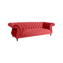 58 aufm Kessel CHESTERFIELD Sofa 3-Sitzer Kaylin Samtvelours rot | Gr.: onesize