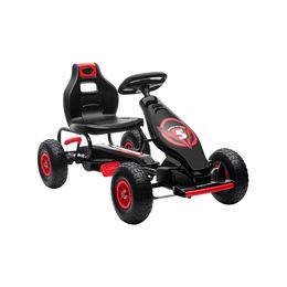HOMCOM Gokart Tretauto in Rot & Schwarz 121L x 58B x 61H cm | Gr.: onesize
