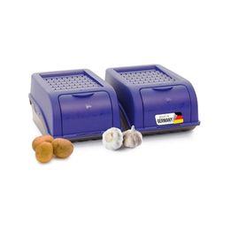 Novaliv Kartoffel Aufbewahrungsbox | 2x klein 3,5L | Marine BLAU | Zwiebelbox in blau | Gr.: onesize