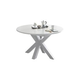 58 aufm Kessel ESSTISCH Rund ausziehbar Edda 10 130 x 130 x 78 K&uuml;chentisch Wei&szlig; Matt Lack | Gr.: onesize