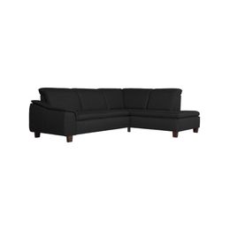 58 aufm Kessel ECKSOFA mit Ottomane rechts Kaylil Flachgewebe schwarz | Gr.: onesize