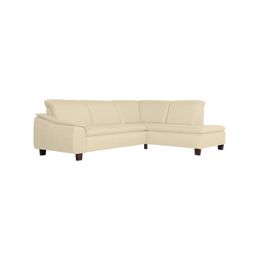 58 aufm Kessel ECKSOFA mit Ottomane rechts Kaylil Flachgewebe beige | Gr.: onesize