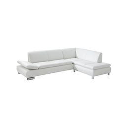 58 aufm Kessel ECKSOFA mit Ottomane rechts Kaye Bezug Kunstleder Metallfu&szlig; verchromt / wei&szlig; | Gr.: onesize