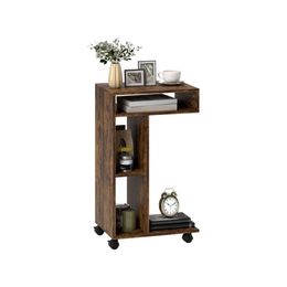 HOMCOM Beistelltisch in Rustikal-Braun 40L x 30B x 69H cm | Gr.: onesize