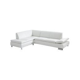 58 aufm Kessel ECKSOFA mit Ottomane links Kaye Bezug Kunstleder Metallfu&szlig; verchromt / wei&szlig; | Gr.: onesize