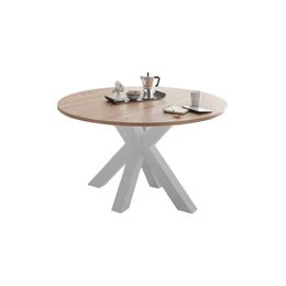 58 aufm Kessel ESSTISCH Rund ausziehbar Edda 10 130x130x78 K&uuml;chentisch Wei&szlig;/Asteiche | Gr.: onesize