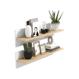 HOMCOM Wandregal in Wei&szlig; & Naturholz 80L x 16,5B x 20H cm | Gr.: onesize