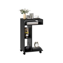 HOMCOM Beistelltisch-40L x 30B x 69H cm-Schwarz | Gr.: onesize