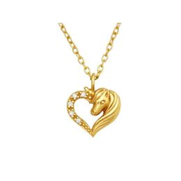 Alexander York Kette mit Anh&auml;nger HERZ & PFERD in Gold aus 925 Silber - 2-tlg. in gold | Gr.: onesize