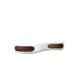Salesfever Lowboard 200 cm mit geschwungener Form aus MDF Hochglanz in Wei&szlig;/Walnuss | Gr.: onesize