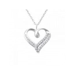 Alexander York Kette mit Anh&auml;nger HERZ Zirkonia in wei&szlig; in 925 Silber - 2-tlg. in silber | Gr.: onesize