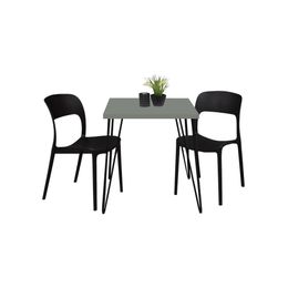 58 aufm Kessel BISTROTISCH Eirena 70x70x75 schwarz matt/Pinie green matt lack | Gr.: onesize