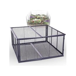 Novatool Garten-Komposter Metall 100x100x50 cm + Deckel und Boden, mit in Silber | Gr.: onesize