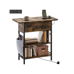 HOMCOM Beistelltisch-60L x 29,8B x 58,5H cm-Rustikal-Braun | Gr.: onesize