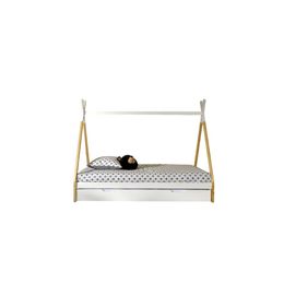 58 aufm Kessel ZELTBETT Karyn 5 206x158x98 aus Kiefer Massivholz in Wei&szlig;/natur | Gr.: onesize