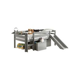 58 aufm Kessel KOJENBETT mit Rutsche Karolina 208x83x175 aus Massivholz in Grau | Gr.: onesize