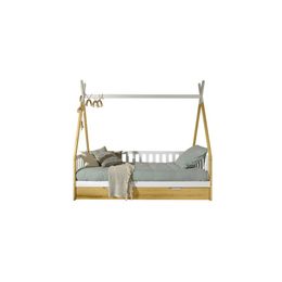 58 aufm Kessel ZELTBETT Karyn 6 206x185x96 aus Kiefer Massivholz in Wei&szlig;/natur | Gr.: onesize