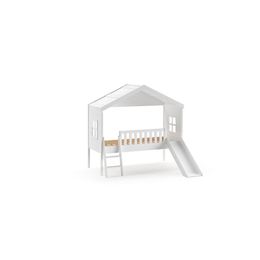 58 aufm Kessel HAUSBETT mit Rutsche Kathye 213x202x192 aus Massivholz+MDF in Wei&szlig; | Gr.: onesize
