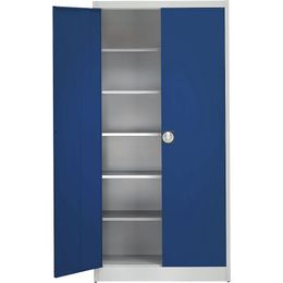 Mauser Extrahoher Universalschrank, HxBxT 2200 x 950 x 500 mm, lichtgrau / enzianblau