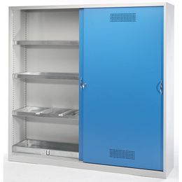 eurokraft pro Umweltschrank, Schiebet&uuml;rschrank XL, 6 Wannenb&ouml;den, HxBxT 1950 x 2000 x 500 mm