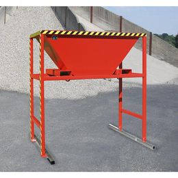 eurokraft pro Bef&uuml;lltrichter, LxBxH 1700 x 1980 x 2050 mm, mit mobilem St&auml;nder, mausgrau