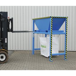 eurokraft pro Bef&uuml;lltrichter, LxBxH 980 x 1980 x 2050 mm, f&uuml;r Bodenbefestigung, gelborange
