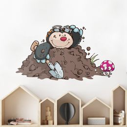 Wandtattoo Kinderzimmer NICI Marlon Mole Babyzimmer Wandsticker Baby, Junge & M&auml;dchen Kinder Wandaufkleber in S-XXL