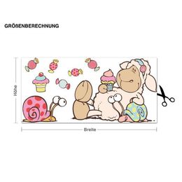 Wandtattoo Kinderzimmer NICI Schaf Jolly Candy Babyzimmer Wandsticker Schaf Baby, Junge & M&auml;dchen Kinder Wandaufkleber in S-XXL Tiere