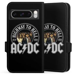 DeinDesign Google Pixel 8 Pro Handy Klapph&uuml;lle Handyh&uuml;lle aus Kunst Leder schwarz Flip Case Acdc Official Licensed Product Rock Sideflip mit Lasche