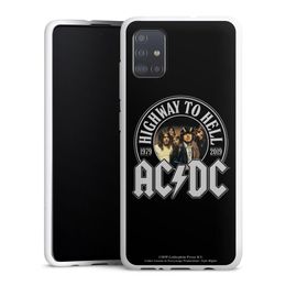 DeinDesign Galaxy A51 Handy Silikon H&uuml;lle Case wei&szlig; Handyh&uuml;lle Acdc Official Licensed Product Rock Silikon Case