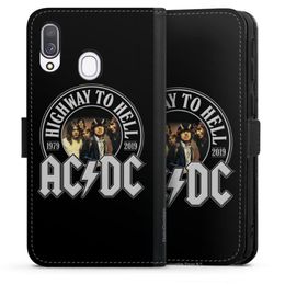 DeinDesign Galaxy A40 Handy Klapph&uuml;lle Handyh&uuml;lle aus Kunst Leder schwarz Flip Case Acdc Official Licensed Product Rock Sideflip mit Lasche