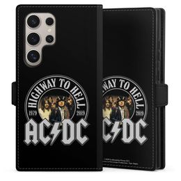 DeinDesign Galaxy S24 Ultra Handy Klapph&uuml;lle Handyh&uuml;lle aus Kunst Leder schwarz Flip Case Acdc Official Licensed Product Rock Sideflip mit Lasche