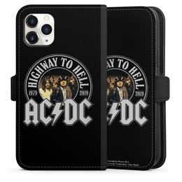 DeinDesign iPhone 11 Pro Handy Klapph&uuml;lle Handyh&uuml;lle aus Kunst Leder schwarz Flip Case Acdc Official Licensed Product Rock Sideflip mit Lasche