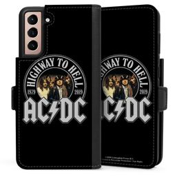 DeinDesign Galaxy S21 5G Handy Klapph&uuml;lle Handyh&uuml;lle aus Kunst Leder schwarz Flip Case Acdc Official Licensed Product Rock Sideflip mit Lasche