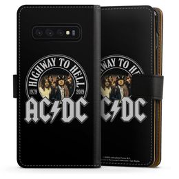 DeinDesign Galaxy S10 Handy Klapph&uuml;lle Handyh&uuml;lle aus Kunst Leder schwarz Flip Case Acdc Official Licensed Product Rock Sideflip mit Lasche